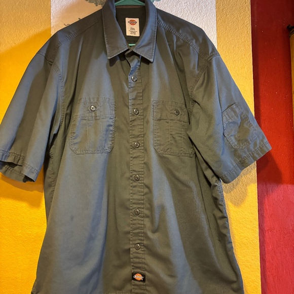 Dickies | Shirts | Dickies Xl Grey Button Up Short Sleeve Work Shirt ...
